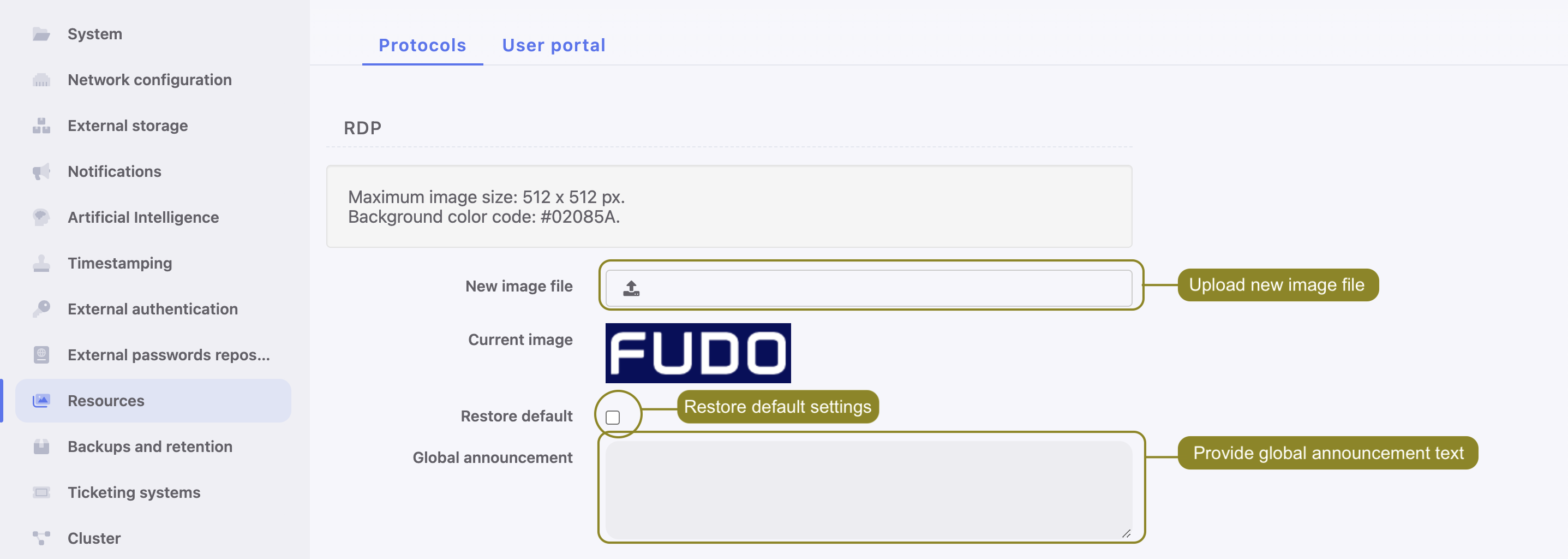 RDP/VNC login screen configuration — Fudo PAM 5.1 - System Documentation